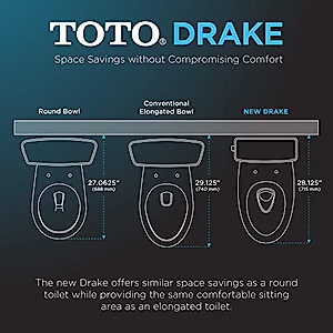 TOTO® Drake® Transitional WASHLET®+ Two-Piece Elongated Dual Flush 1.28 and 0.8 GPF Universal Height Toilet and WASHLET C5 Bidet Seat, Cotton White - MW7483084CEMFG#01