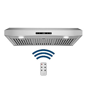 COSMO COS-KS6U30 30 in. Haven Collection 500 CFM Ducted Under Cabinet Range Hood, Touch Controls, LED Lights, Stainless Steel, 30 inch