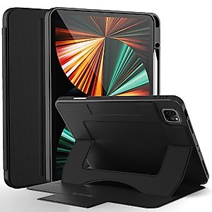 Bostone iPad Pro 12.9 Case 2021 5th Generation, 7 Viewing Angles Magnetic Stand, Smart Auto Sleep/Wake Protective iPad Pro 12.9 Case Cover Shockproof with Pencil Holder, Black