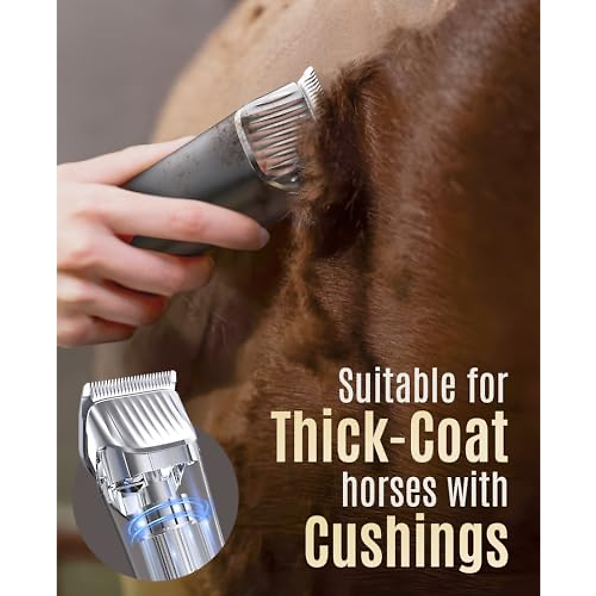 oneisall Horse Clippers,Low Noise Horse Trimmer Shaver Kit for Matted Long Hair,2 Speed Cordless Grooming Clippers for Horse