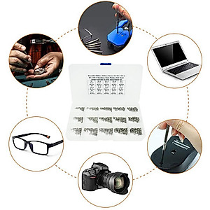 Guard4U 750Pcs 15-Size Metric M1 M1.2 M1.4 M1.6 M1.7 Stainless Steel Phillips Countersunk/Flat Head Small Machine Screws Assortment Kit