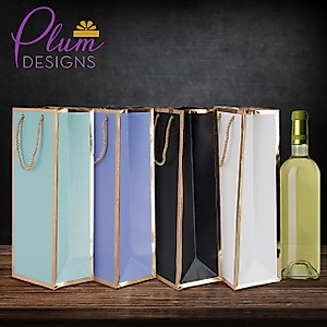Wine Gift Bags 12 Pack - Reusable 4 Colors With Gold Foil Print Design with Soft Handles