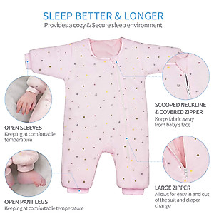 BBTKCARE Sleep Sack - Cotton Wearable Blanket，Warm Baby Pajamas for Toddler 3-6 Month-Pink