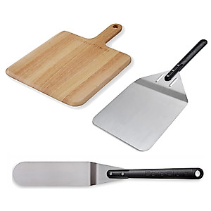 BakerStone Pizza Peel Kit Set of 3, Wood Pizza Paddle, Stainless Steel Pizza Peel and Pizza Turning Peel Turner