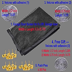 Premium Garage Door Screen for 1 Car Garage 9x8ft, Durable Heavy Duty Fiberglass Screen Mesh with Hook & Loop Tapes, Strips, Doors Screen with Powerful Magnets, Easy Assembly (Black, 9x8ft)