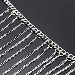 Tgirls Layered Punk Shoulder Chain Sexy Tassel Body Jewelry for Women and Girls (Silver)