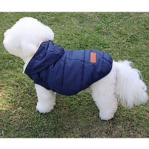Vecomfy Fleece Lining Extra Warm Dog Hoodie in Winter for Medium Dogs Jacket Pet Coats with Hooded,Blue L