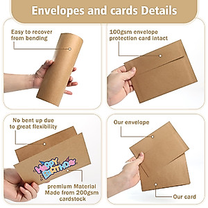 Blank Cards and Envelopes 5x7, 25 Pack Brown Invitation Cardstock with 25 Pack Envelopes, Self-Seal Thank you Blank Greeting Cards and Envelopes, Print custom, for All Occasions DIY