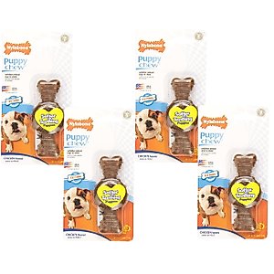 Nylabone Just for Puppies Chicken Flavored Teething Chew Ring Bone, Petite Size (4 Pack)