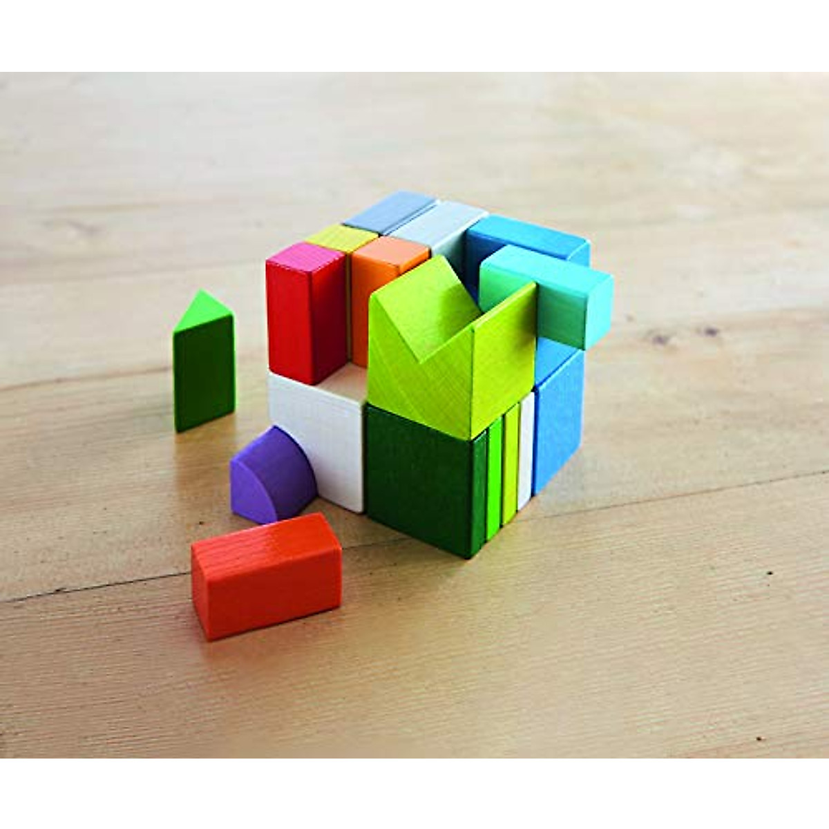 HABA Chromatix Wooden Blocks - 19 Piece Building Block Set - for Children Ages 3+