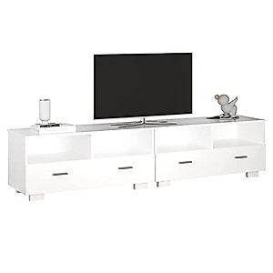 Catrimown Modern LED TV Stand with 20 Color RGB Lights, 71" White Gaming Entertainment Center TV Console with 2-Tier Storage Cabinet for Up to 80 Inch TV, for Living Room Bedroom