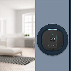 2 Pack DAYJOY Wall Plate Soft Silicone Case Cover Compatible with Ecobee 4 SmartThermostat,Fingerprint Resistant Bracket Mount (Black+Blue)