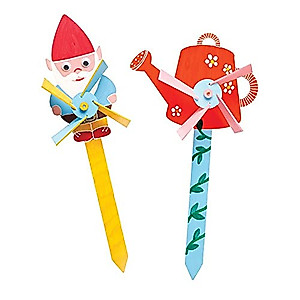 Baker Ross FE516 in The Garden Wooden Windmill Kits - Pack of 4, for Kids Arts and Crafts Projects, Wooden Crafts for Children to Decorate, Personalize and Display