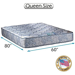 DS Solutions USA Chiro Premier 2-Sided Orthopedic (Blue Color) Queen Mattress Only with Mattress Protector Included - Fully Assembled, Innerspring coils, Long Lasting Comfort