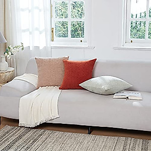 WLNUI Light Sage Pillow Covers 18x18 Inch Set of 2 Luxurious Decorative Chenille Throw Pillow Covers Square Cushion Covers for Couch Sofa Bed Living Room Farmhouse Home Decor