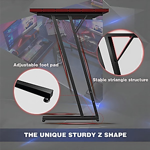 Shahoo L Shaped Gaming Desk, 51 Inch Computer Corner Table with Large Monitor Stand & Carbon Fiber Surface for Home Office Study Writing Workstation, Black