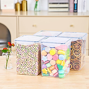 6 Pack 5.2L Large Airtight Food Storage Containers for Kitchen Organization, Plastic Large Pantry Storage Boxes with Lables and Measuring Spoon Set for Flour, Sugar, Rice and Baking Supply