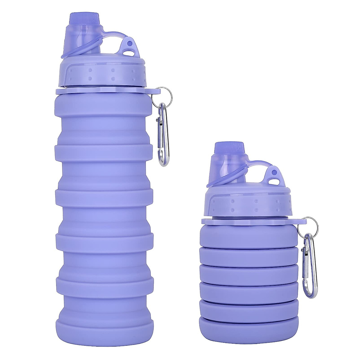 MAKERSLAND Collapsible Water Bottle for Adults, Boys, Students, Kids, Reusable Silicone Foldable Water Bottles for Travel Camping Hiking, Portable Sports Water Bottle, Purple