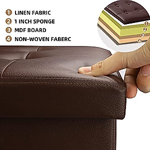 Hamgtrion Ottoman Storage Ottoman Folding Ottomans Footrest Storage Ottoman Small Footstool Rectangle Bench Cube for Room Living Room Bedroom Brown L17W13H13inches