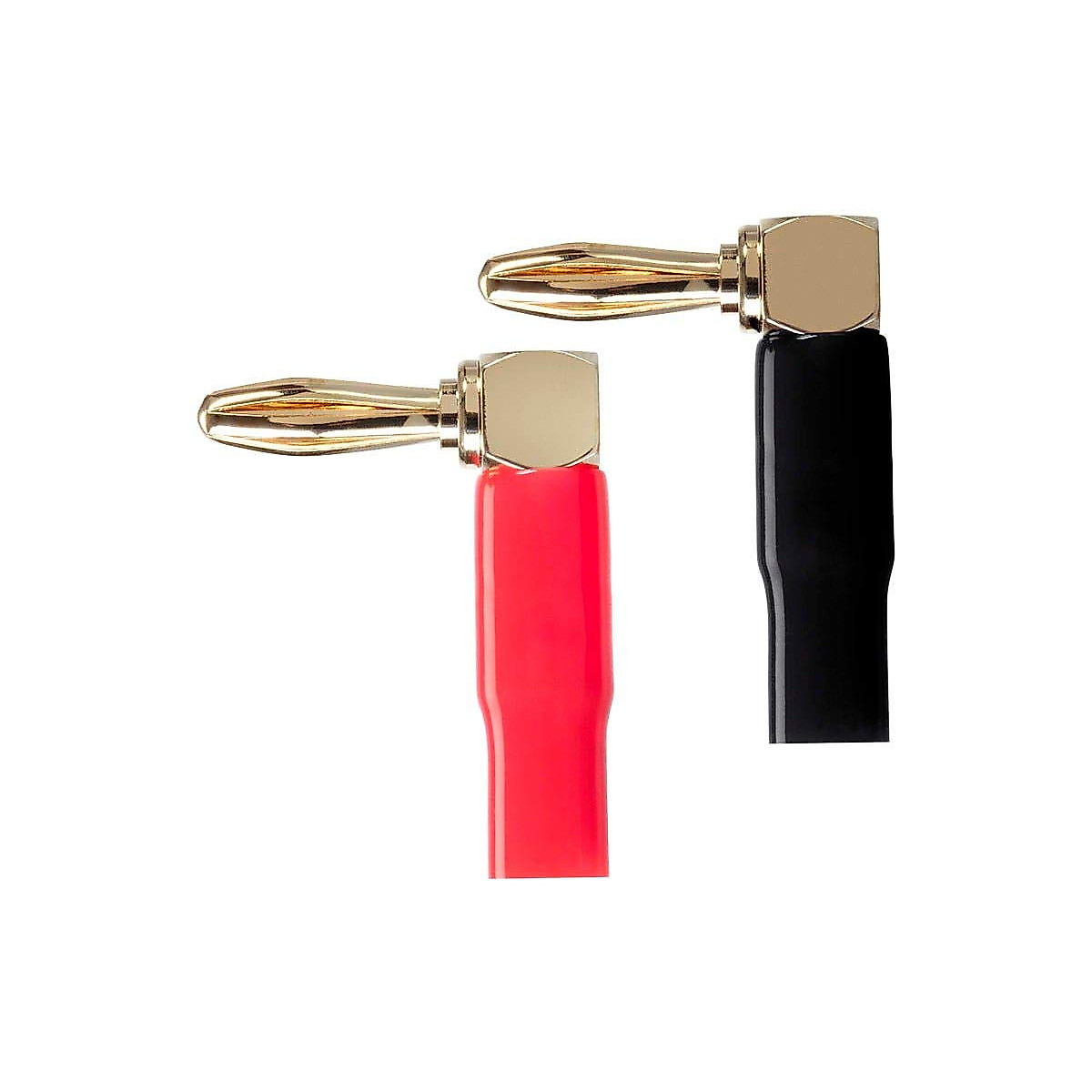 Monoprice 10 Pair Right Angle 24k Gold Plated Banana Speaker Wire Cable Screw Plug Connectors (121915) Black/Red