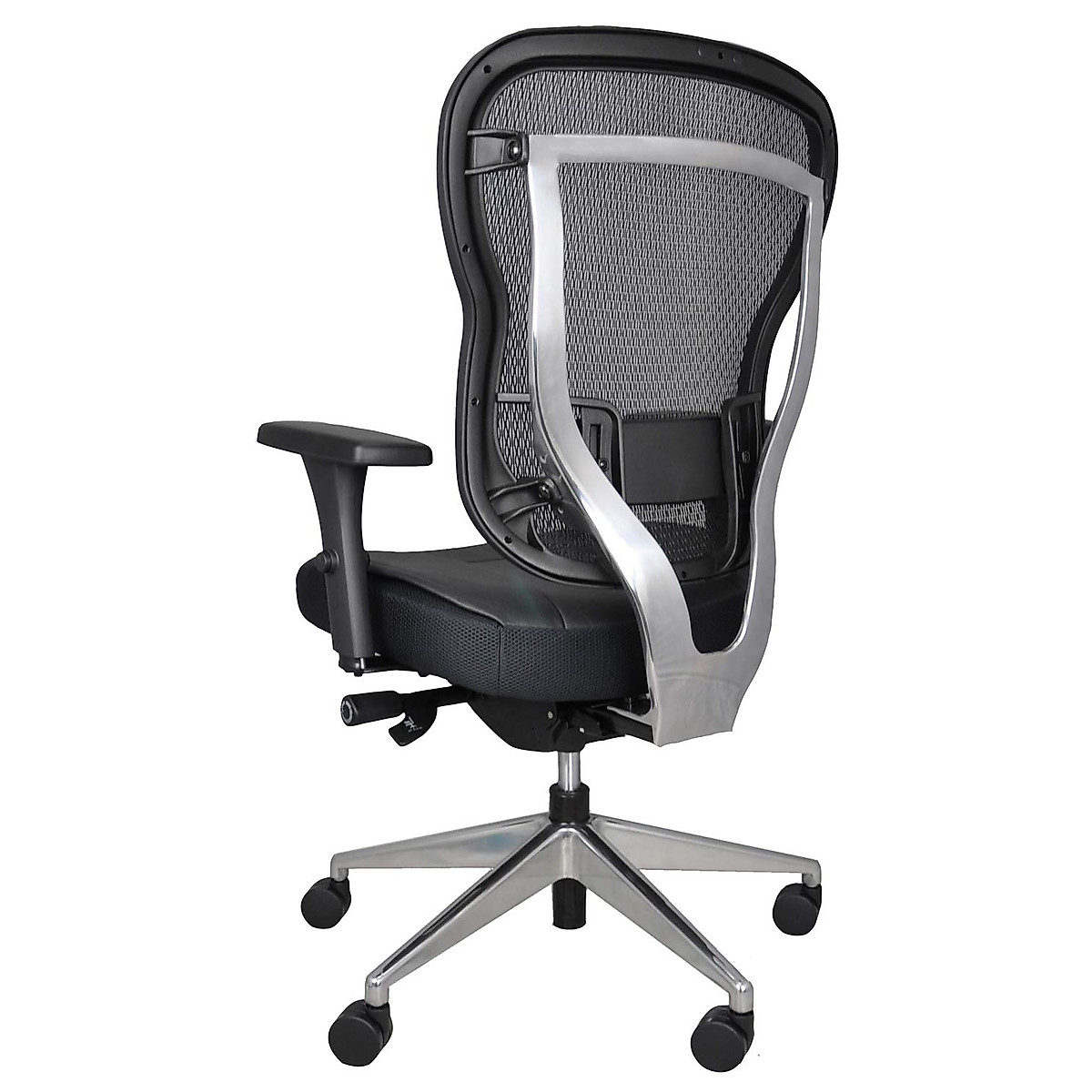 Oak Hollow Furniture Aloria Series Office Chair Ergonomic Executive Computer Chair, Genuine Leather Seat Cushion, Mesh Back, Adjustable Lumbar Support Swivel and Tilt High-Back (Black)