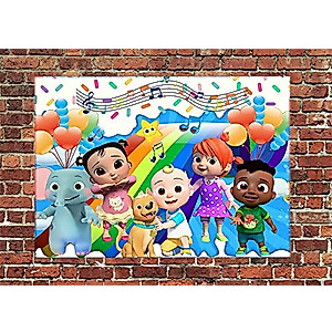 Cartoon Family Melon Backdrop for Birthday Party Supplies, 5 x 3 ft Cartoon Cocomelon Happy Birthday Banner Decorations, Baby Shower Birthday Party Decor Vinyl Background (cocomelon Backdrop)