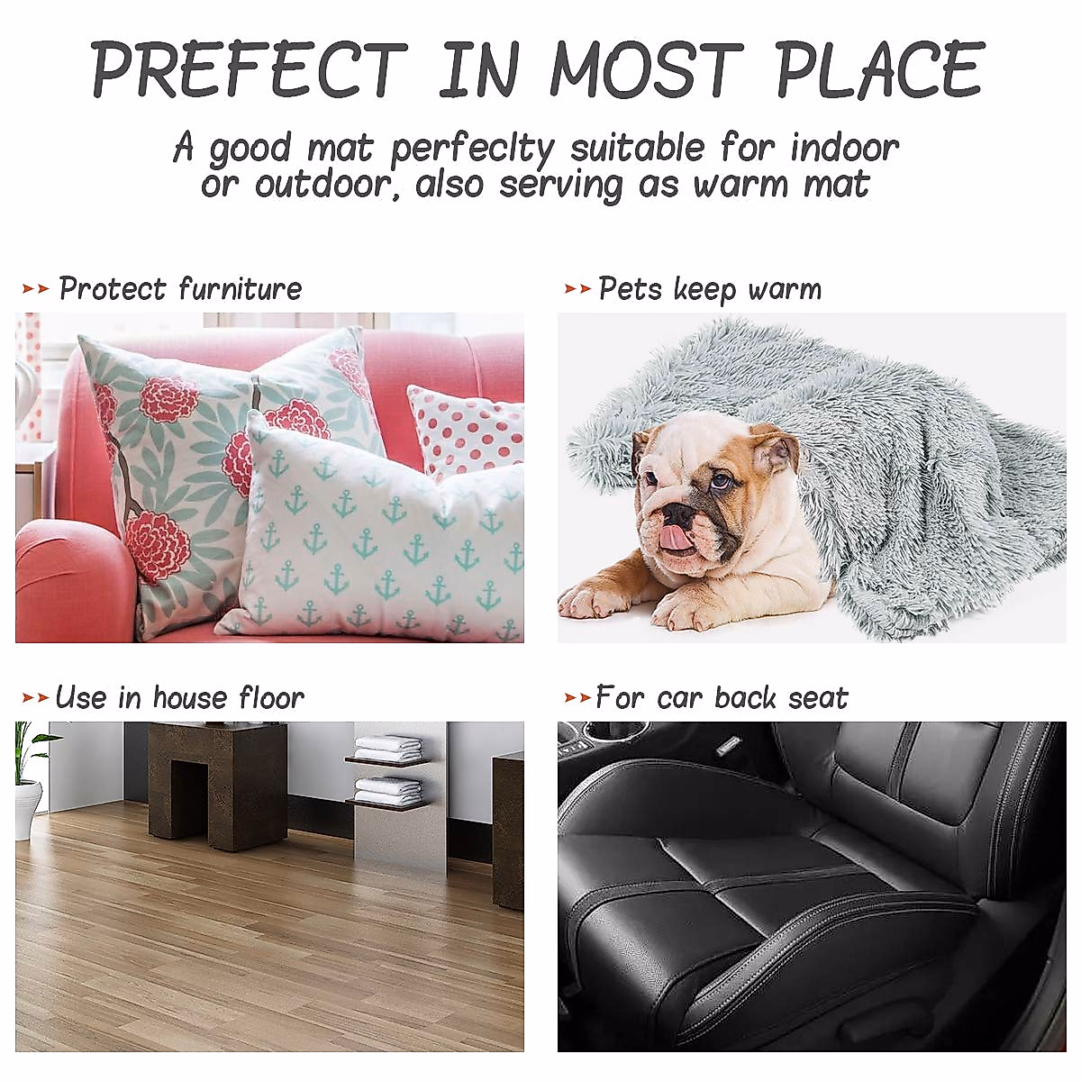 Whollyup Premium Pet Fleece Blanket Fluffy Dog Cat Blanket Throw, Soft Warm Puppy Blanket Cover Dog Cat Fluffy Fur Blanket Sleep Mat Double Layer Washable for Dog Bed, Couch, Sofa, Car