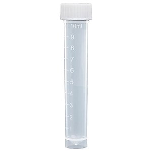 Globe Scientific 6102, Transport Tube, 10mL, with Separate White Screw Cap, PP, Conical Bottom, Self-Standing, Molded Graduations, CS/1000