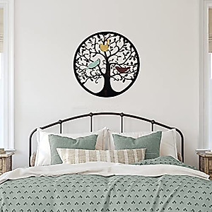 Remenna Metal Wall Art-Tree of Life Wall Decor 23inch Family Tree Metal Wall Hanging Bedroom Living Room Decor Outdoor Decoration (Tree of Life)