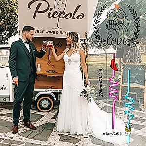 16 Pcs Bachelorette Party Straws Bride Bridesmaid Reusable Plastic Drinking Straws with Cleaning Brush Wedding Supplies