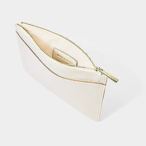 KATIE LOXTON Cara Womens Medium Vegan Leather Slip Pocket Clutch Handbag Pouch Off White