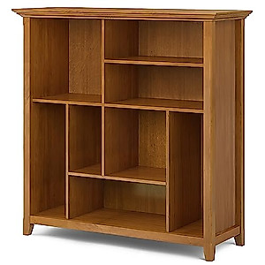 SIMPLIHOME Amherst SOLID WOOD 44 Inch Transitional Multi Cube Bookcase and Storage Unit in Light Golden Brown, For the Living Room, Study Room and Office