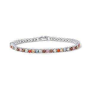 PAVOI 14K Gold Plated Brownish Multi Colored Cubic Zirconia Tennis Bracelet | White Gold Bracelets for Women | 7 Inches