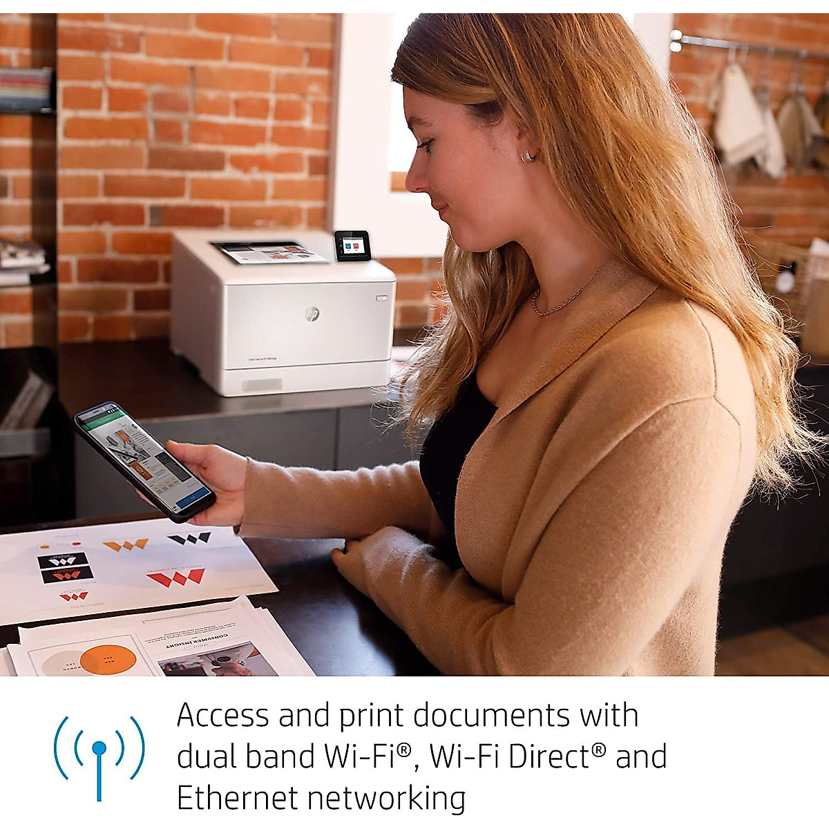 HP Laserjet Pro M454dw Wireless Color Laser Printer (W1Y45A), Print Only, 28ppm, 600x600 dpi, Duplex Printing, 2.7" Color Touchscreen Display, Auto On/Off Technology, Wi-Fi, Lanbertent Printer Cable