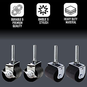 King's Brand Heavy Duty Caster Wheels for Bed Frame ~Set of 4~ (2 Locking & 2 None Locking)