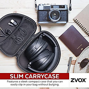 ZVOX Noise Cancelling Headphones - Over Ear Bluetooth Headphones with AccuVoice Technology, Wireless Bluetooth Headphones with Microphone, AV52 Wireless Over the Ear Headphones & Carrying Case - Black