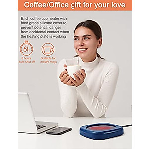 Coffee Mug Warmer - Candle Warmer Plate, Coffee Warmer for Desk with 2 Temperature Settings, Electric Coffee Cup Warmer, Auto Shut Off Tea Warmer, Beverage Warmer,Mug Heater Blue