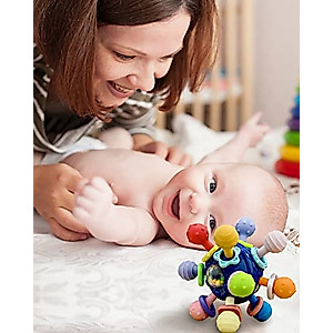 AIVIAI Baby Teething Toys for 0-6 Months, Sassy Teethers Rattle Toy for Babies 6-12months Sensory Baby Toy Grasping Chew Infants Toys (Blue)