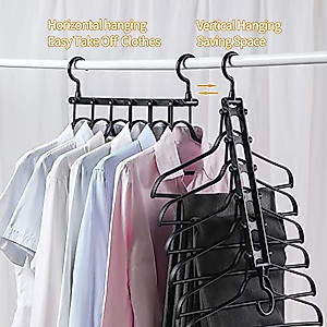 MOONIGHT TIME Coat Hangers Space Saving Clothes Hangers Heavy Duty,Closet Organizers Storage Hangers for Suit, Overcoat, Down Jacket, Pants, Shirt, Skirt, Shorts, Dress and Jeans, Black