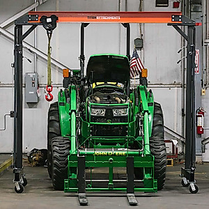 Titan Attachments Telescoping Gantry Crane, 2 Ton Capacity, Shop Lift Hoist Rated 2,000 LB, Portable Design with Locking Wheels, Adjustable Height up to 12 FT, Durable Steel Construction, Frame Only