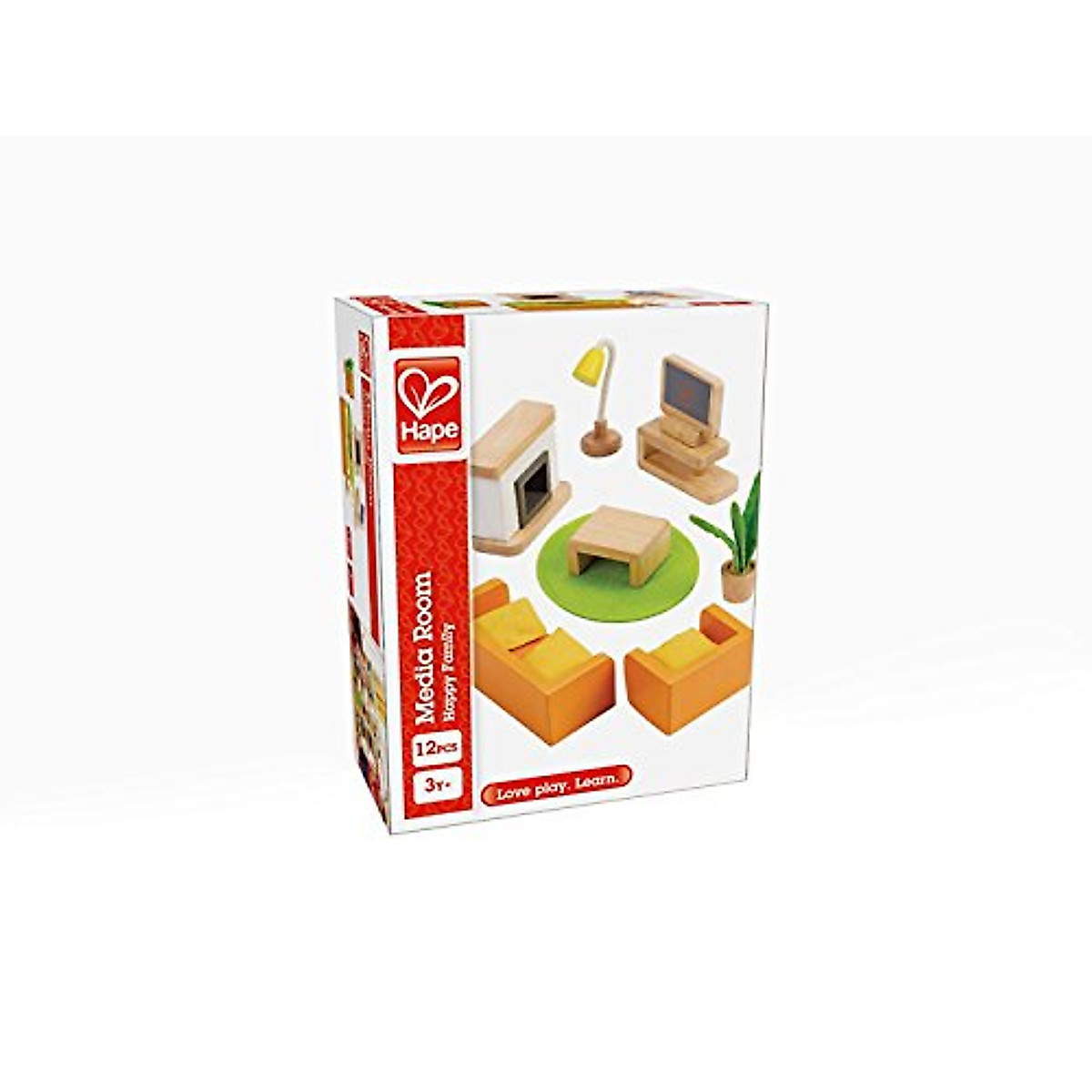 Hape Wooden Doll House Furniture Media Room Set| Pretend Playset for Kid’s Wooden Dollhouse