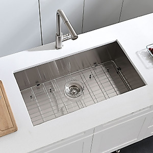 32 Undermount Stainless Steel Kitchen Sink - Dorzom 32"x17" 18 Gauge 9 Inch Deep Stainless Steel Single Bowl Under Mount Kitchen Sink Basin with Accessories