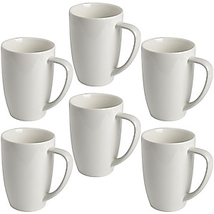 homEdge Porcelain Mug Set, 16 Ounces Cup for Tea, Latte, Mocha, Hot Chocolate, Set of 6, White