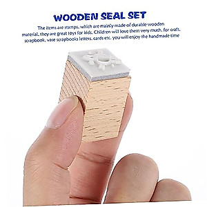 EXCEART 16pcs Seal DIY Scrapbook Stationery Set Scrapbook Wood Stamper Seal Set Vintage Wooden Stamps Diary Stamp Kit DIY Craft Tool Wooden Stamper Scrapbook Seal Manual Die Ink