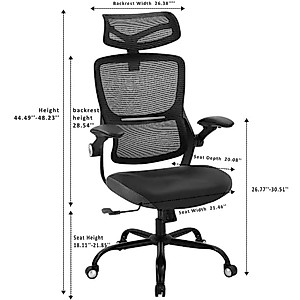 Ergonomic Office Chair, Desk Chair with Lumbar Support, Thick Cushion Breathable Mesh Computer Chair,High Back Desk Chair with 3D Armrests and Adjustable Headrest (Black)