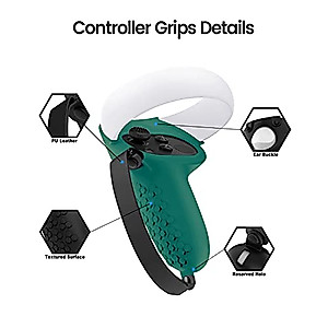 Protective Cover for Oculus/Meta Quest 2 Accessories, Silicone Controllers Grip Cover Protector, Soft Shell Skin with Face Cover and Lens Cover by Gwyoneaon (Green)