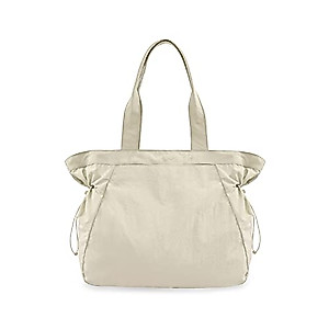 ODODOS 18L Side-Cinch Shopper Bags Lightweight Shoulder Bag Tote Handbag for Shopping Workout Beach Travel, Ivory