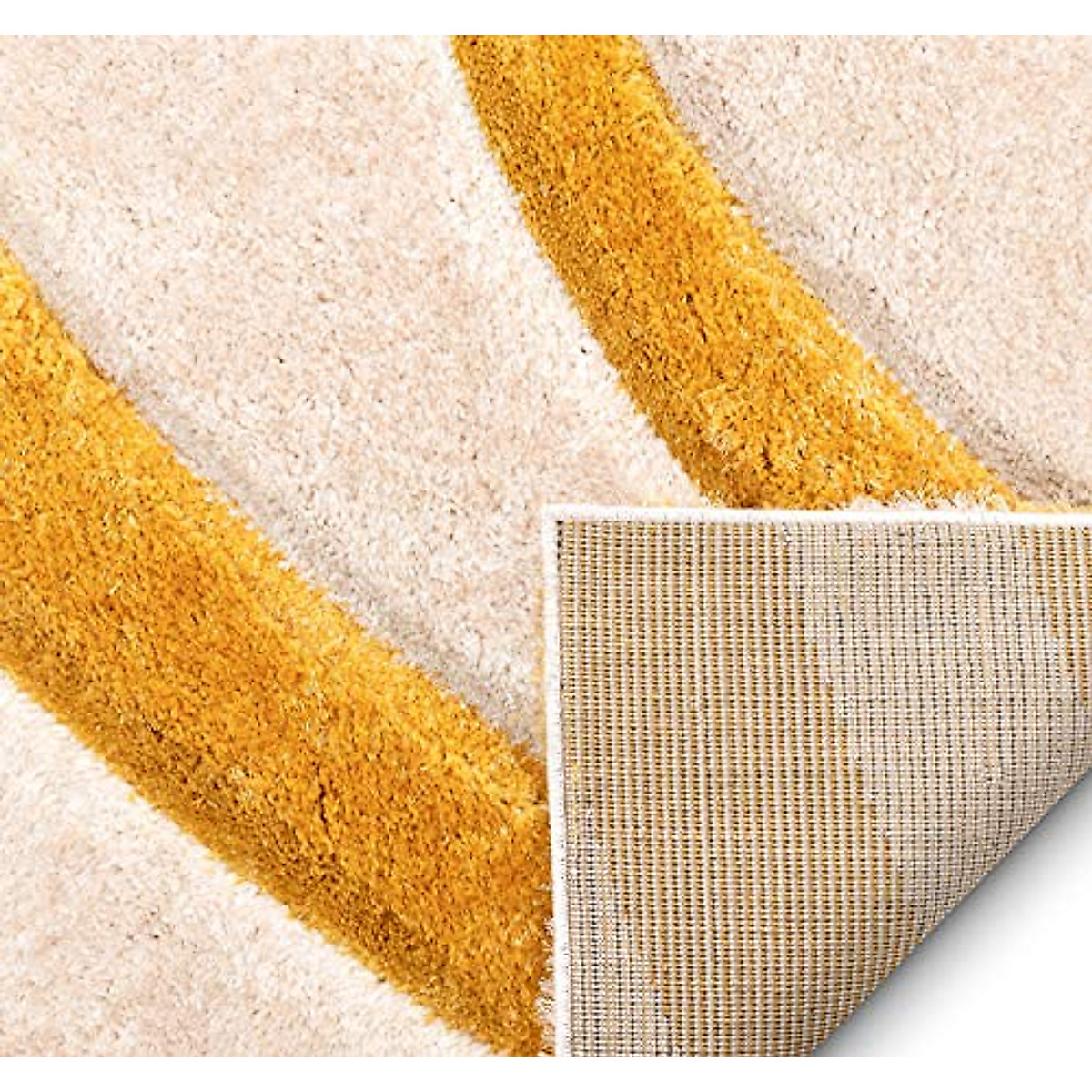 Well Woven San Francisco Bevel Yellow Modern Geometric 3D Textured Thick and Soft Shag 5'3" x 7'3" Area Rug