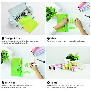 Holographic Opal Vinyl roll 12" x 5ft,Permanent Vinyl,SHOYISI Permanen Adhesive,for All Kinds of Cutting Machines(Opal Fluorescent Green)