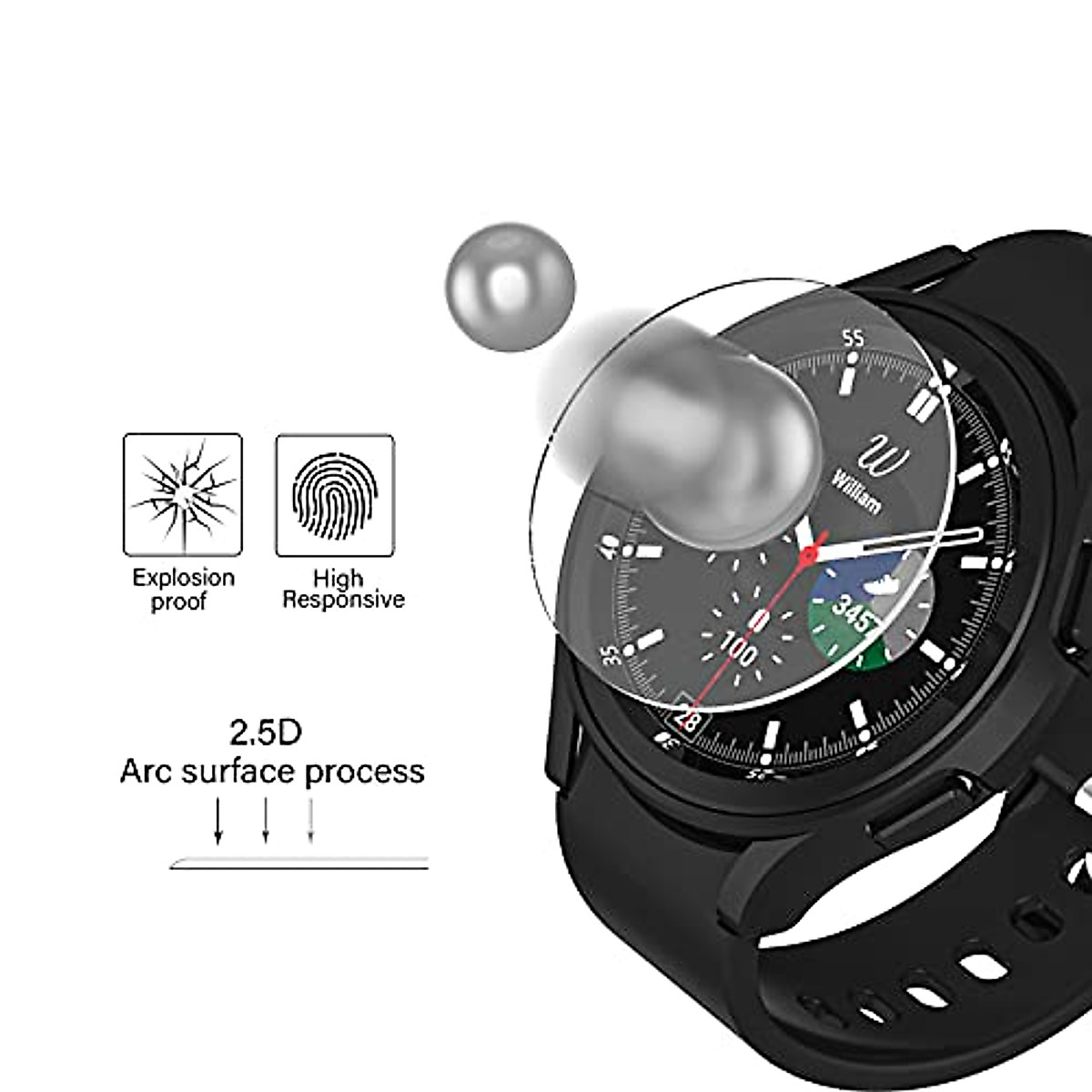 [4+4 Pack] BHARVEST for Samsung Galaxy Watch 4 Classic 46mm Screen Protector and Case, 4 Packs Flexible TPU Frame Cover with 4 Sets Tempered Glass Protective Film for Galaxy Watch 4 Classic 46mm